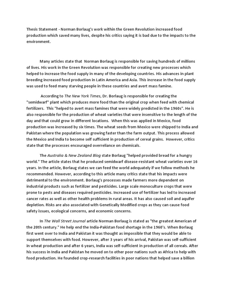 Norman Borlaug Thesis | PDF | Green Revolution | Wheat