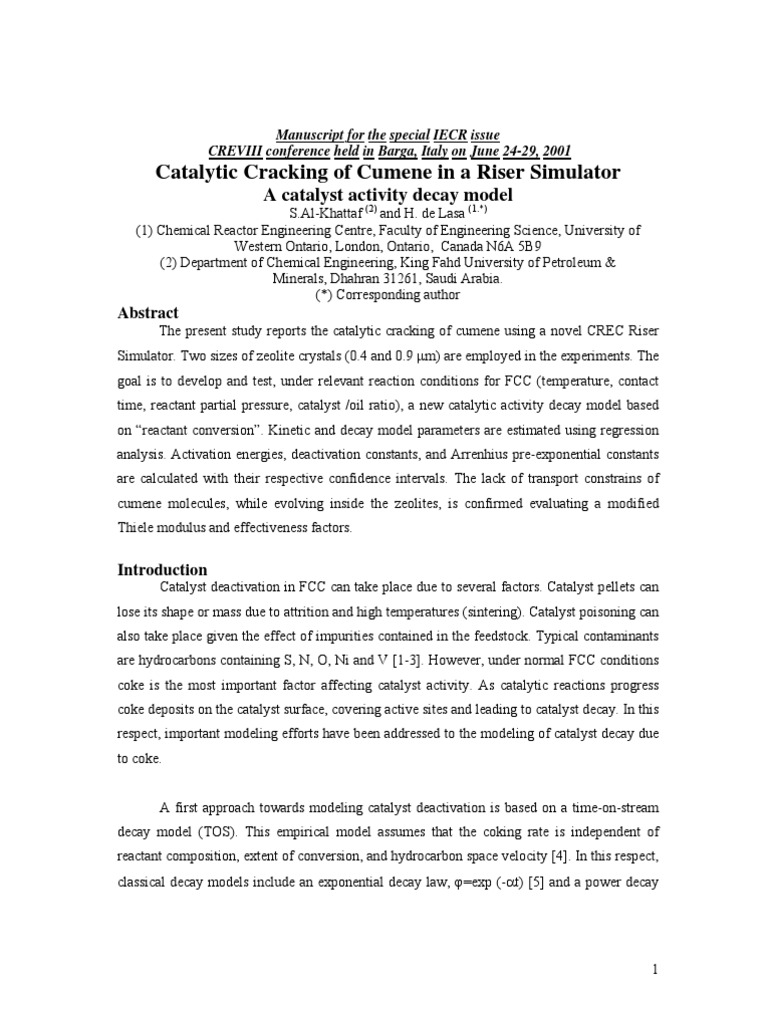 Ind Eng - Chem.res - Dec.2001 | PDF | Catalysis | Chemical Reactor
