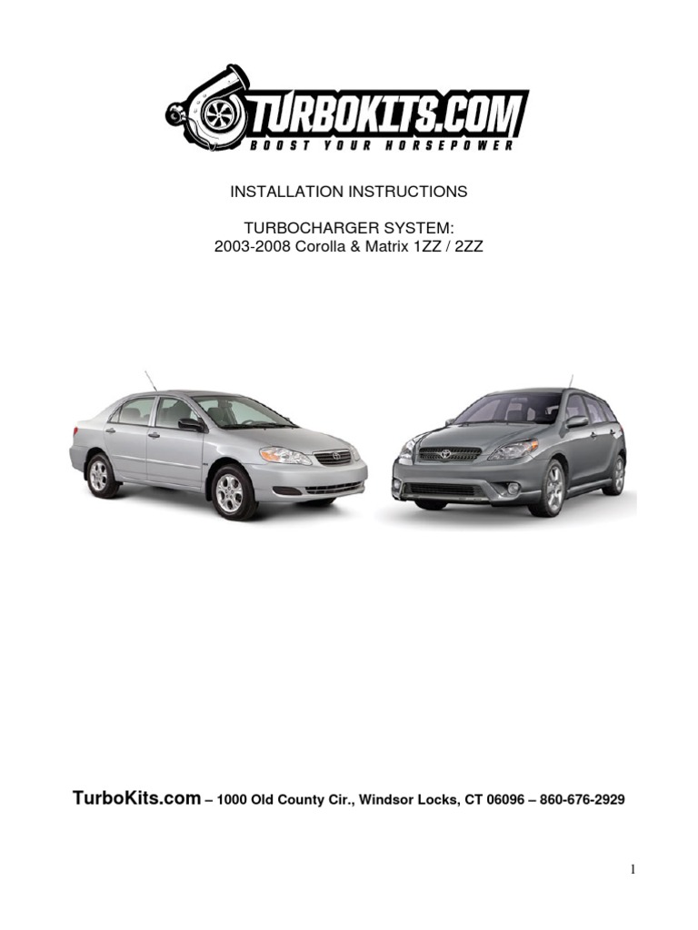 Corolla Matrix Turbo Kit Installation | Download Free PDF ...