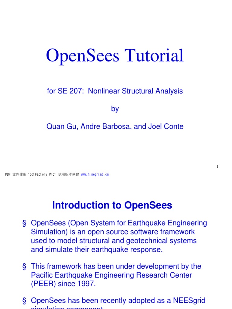 Opensees Tutorial Pdf Object Oriented Programming Class Computer Programming 2703