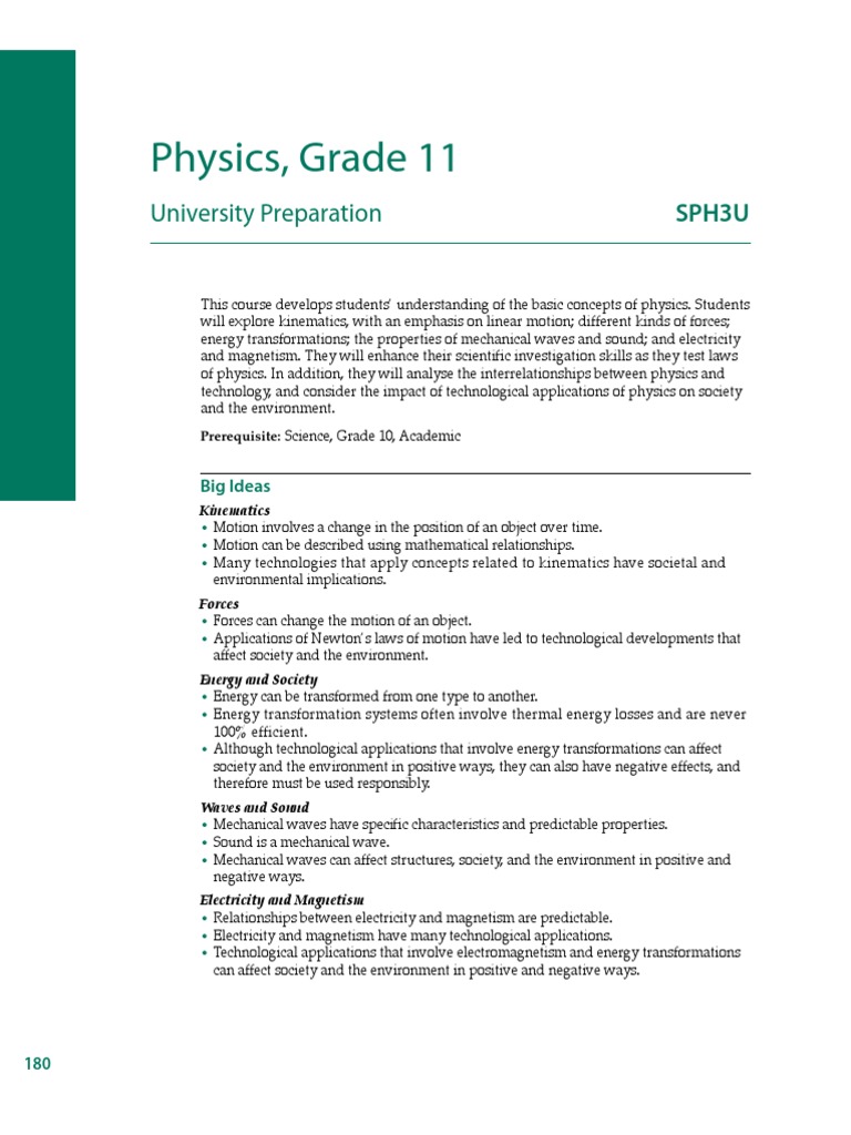 Ontario Grade 11 Physics | PDF | Force | Sound