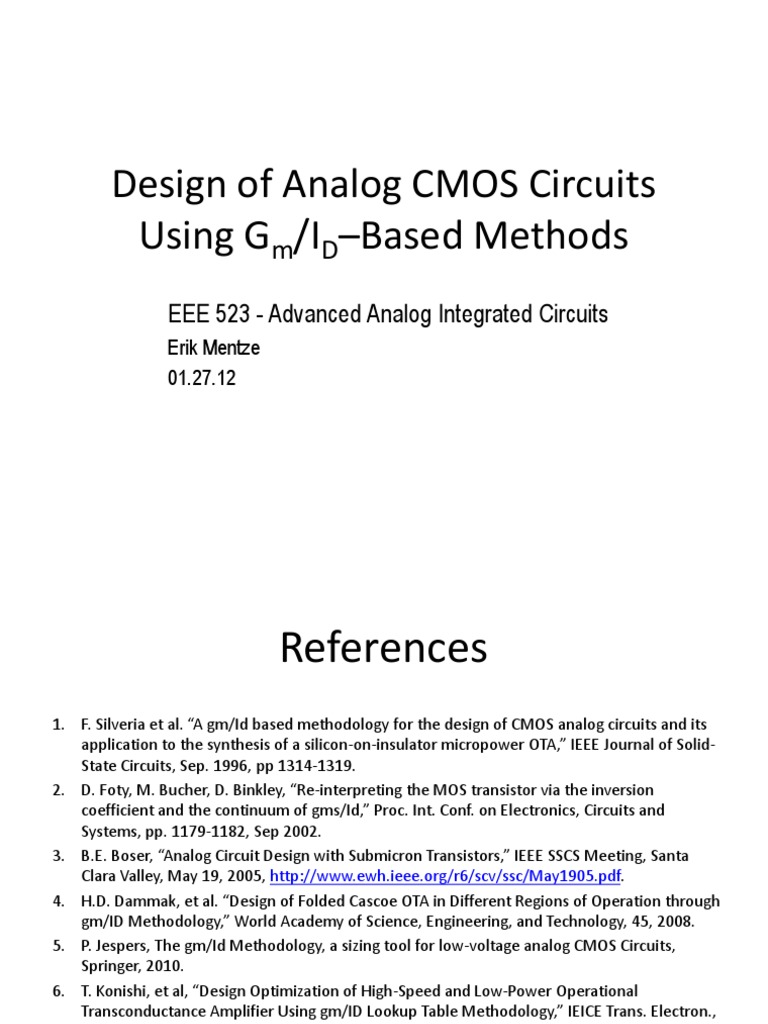 Analog Design With Gmid Based Methods | PDF | Field Effect Transistor ...