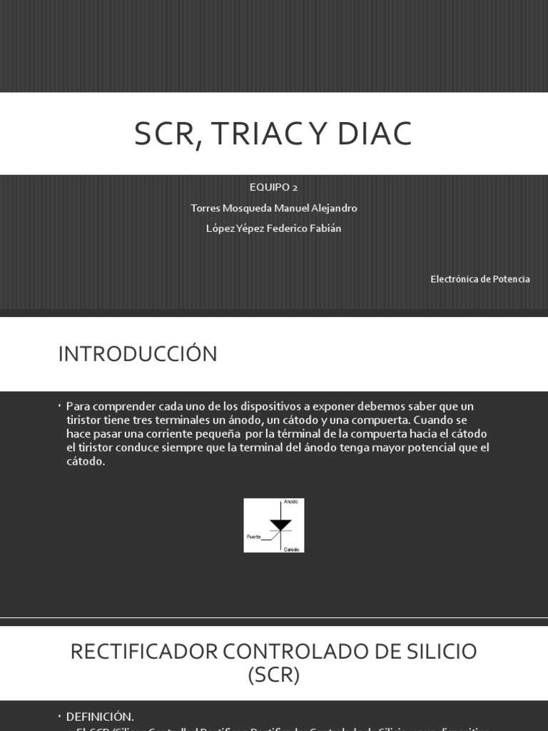 SCR, Triac y Diac | PDF | Corriente eléctrica | Electromagnetismo