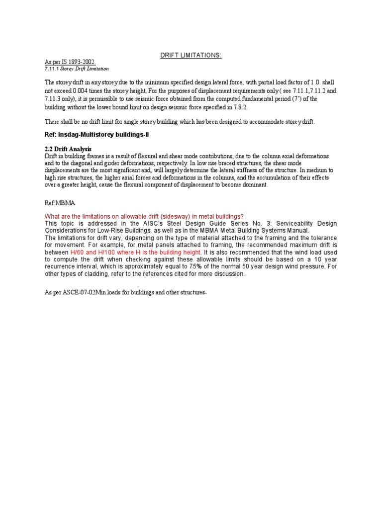 Drift | PDF | Deformation (Engineering) | Structural Load