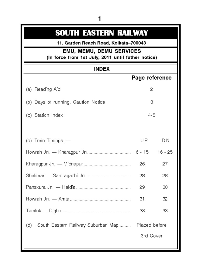 South Eastern Railways Timetable | PDF | Rolling Stock | Electric Rail ...