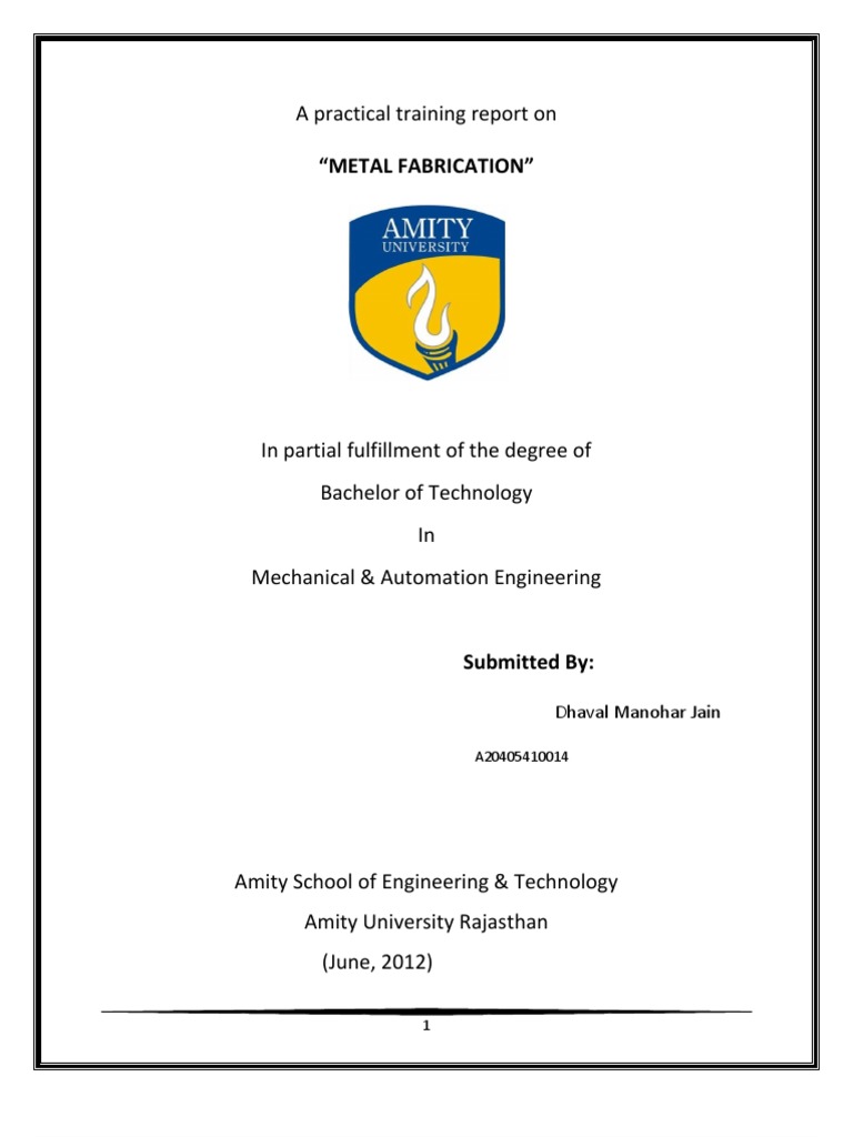 Metal Fabrication Training Report | PDF | Drilling | Welding