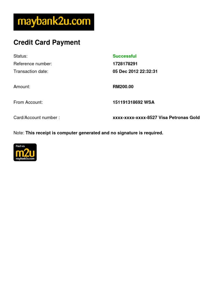 Credit Card Payment: Successful | PDF