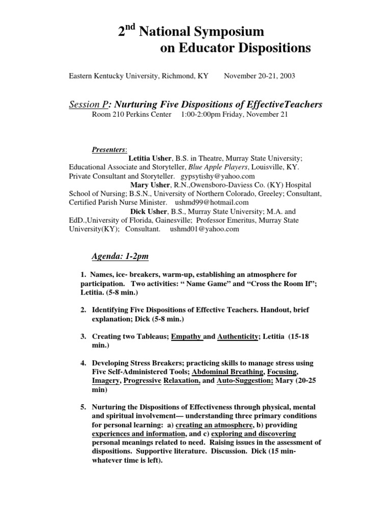 Nurturing Five Dispositions of Effective Teachers | PDF | Perception | Self