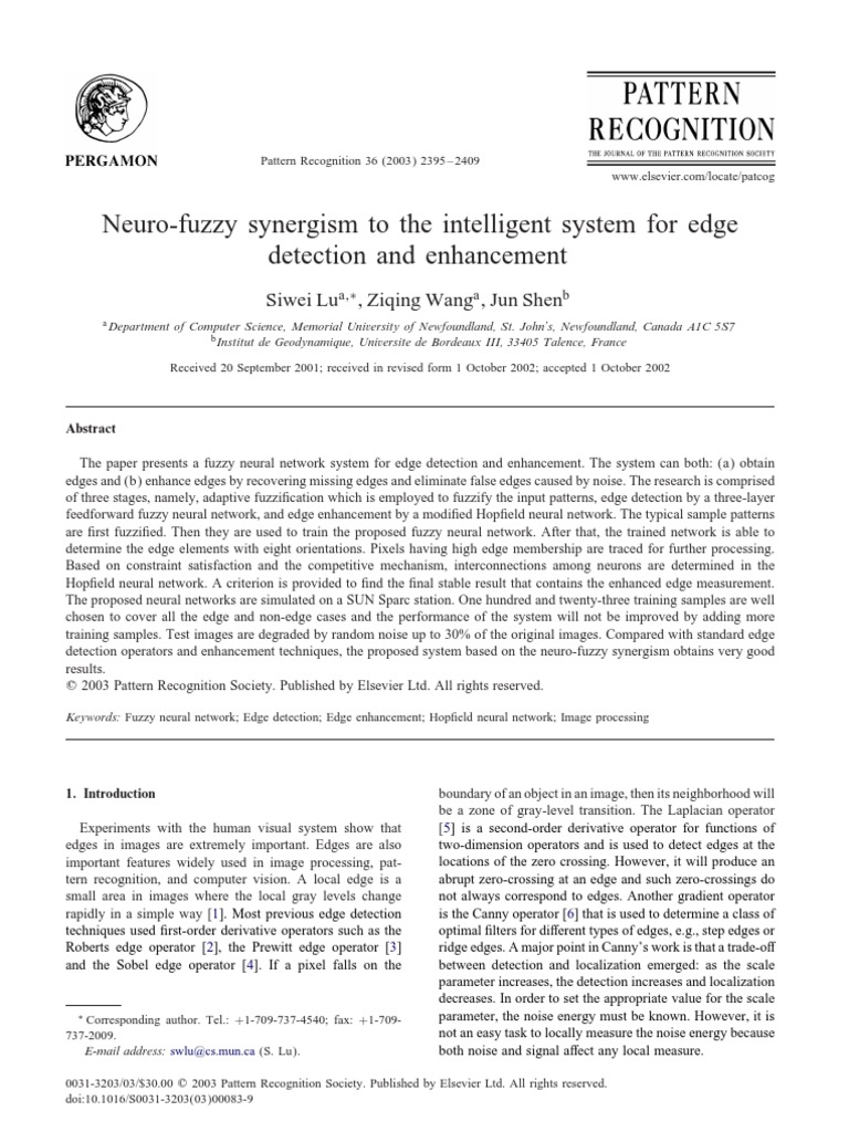 Neuro-Fuzzy Synergism To The Intelligent System For Edge Detection and Enhancement | PDF ...