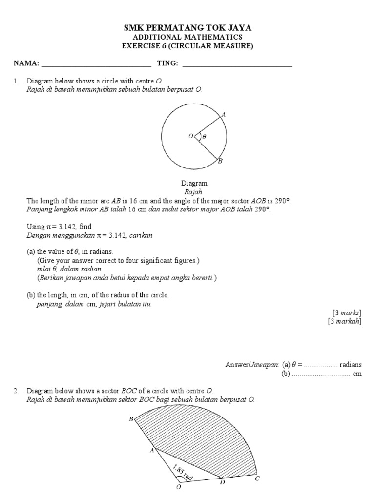 Circular Measure (Exercise) | PDF | Scientific Observation | Rotation
