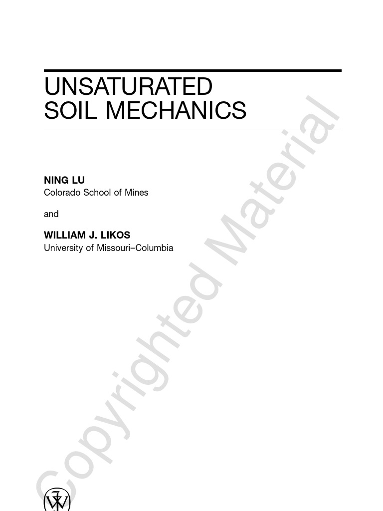 Unsaturated Soil Mechanics: Ning Lu | PDF | Soil Mechanics ...