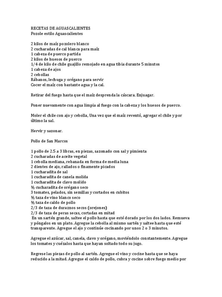 Comidas Típicas de Aguascalientes | PDF | Alimentos | Cocina ...