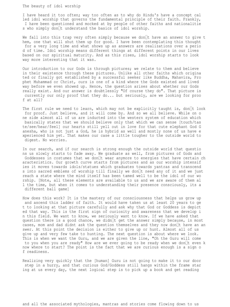 Idol Worship | PDF | Idolatry | Worship