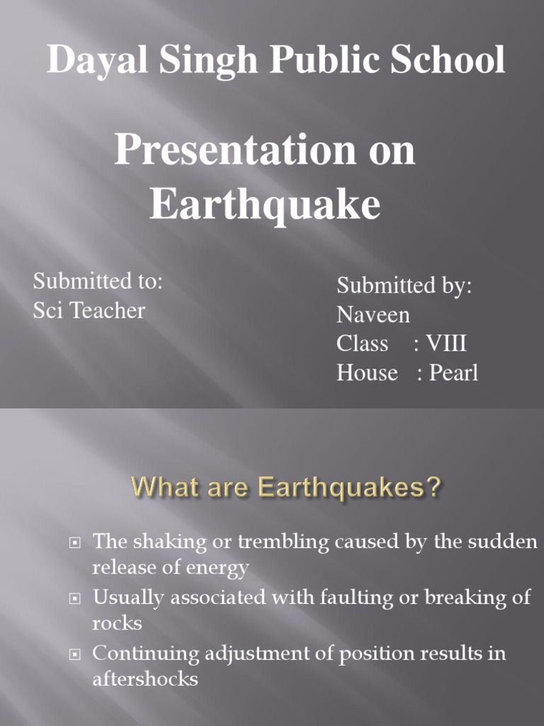 Presentation on Earthquake | Earthquakes | Seismology