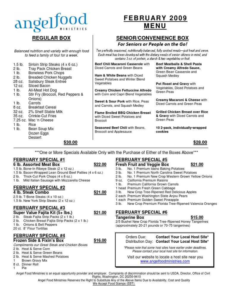 Angel Food Menu Feb | PDF | Cuisine | Foods