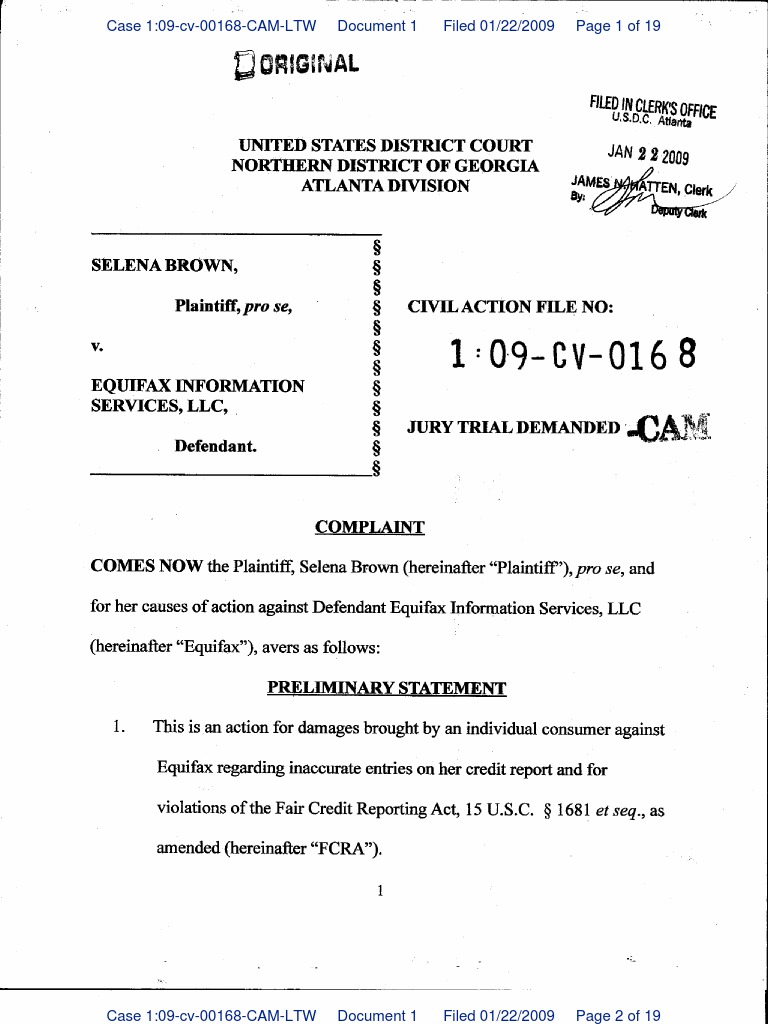 Lawsuit Against Equifax | PDF | Credit History | Identity Theft