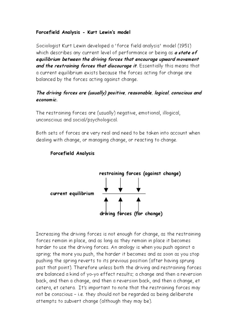 Force Field Analysis | PDF | Economic Equilibrium | Emergence