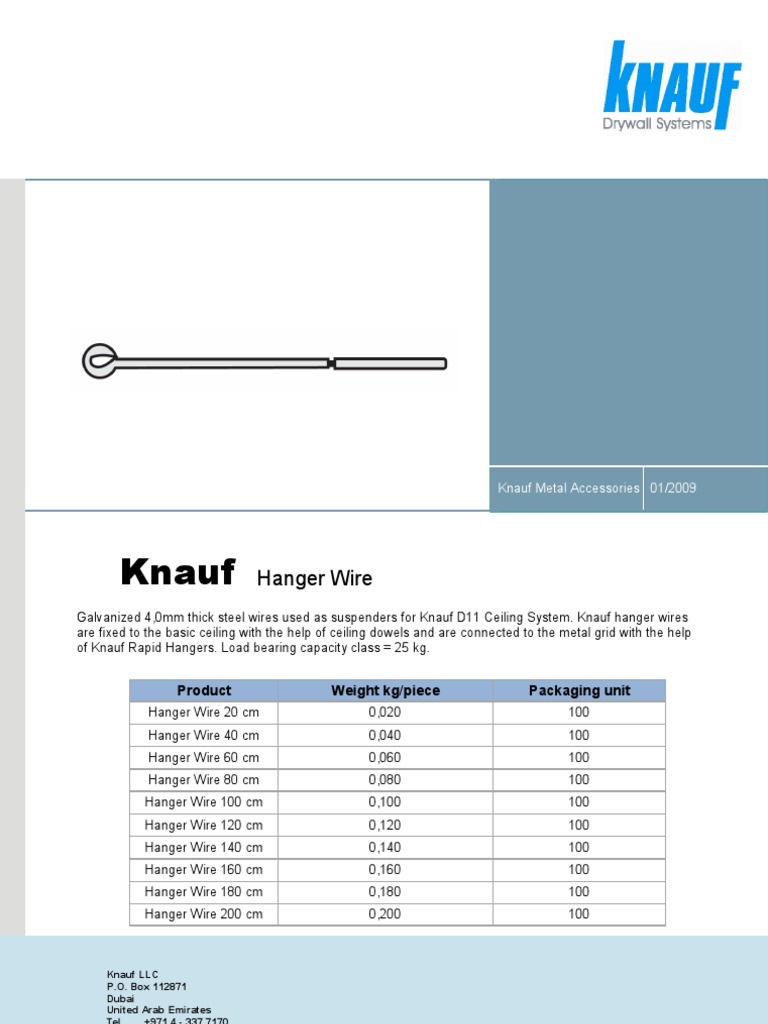 Knauf Ceiling System Hanger Wires | PDF