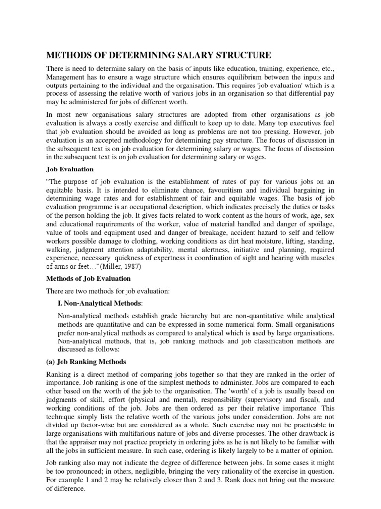Salary Structure Determination Methods | PDF | Employment | Labor