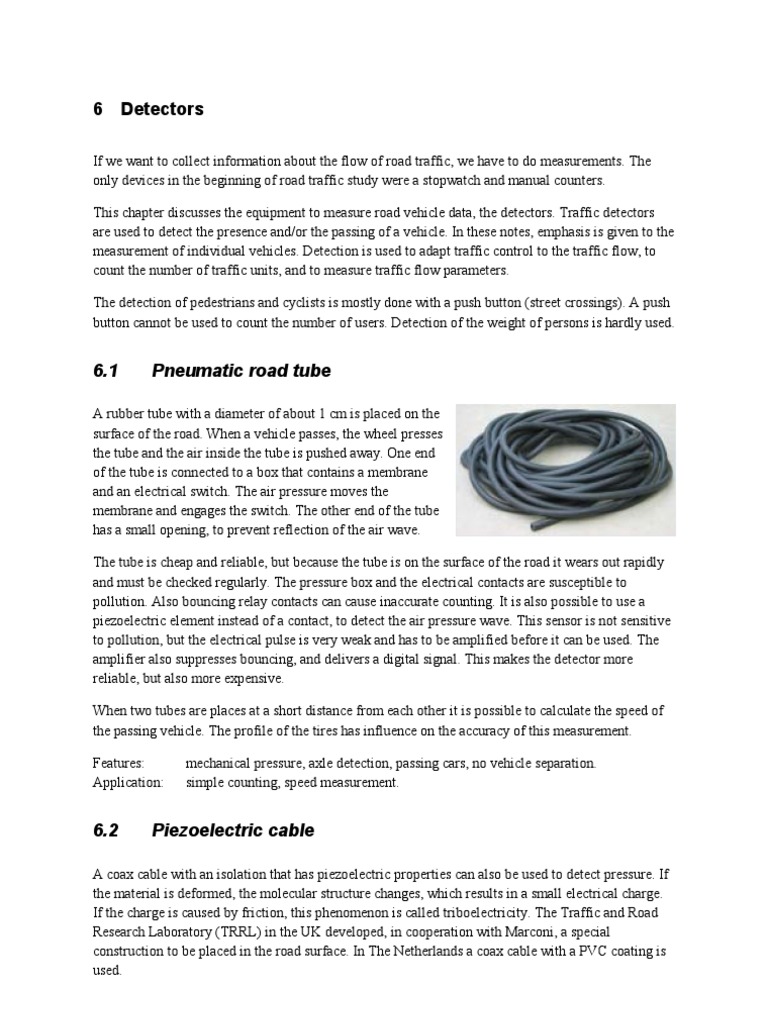 6 Detectors: 6.1 Pneumatic Road Tube | PDF | Radar | Lidar