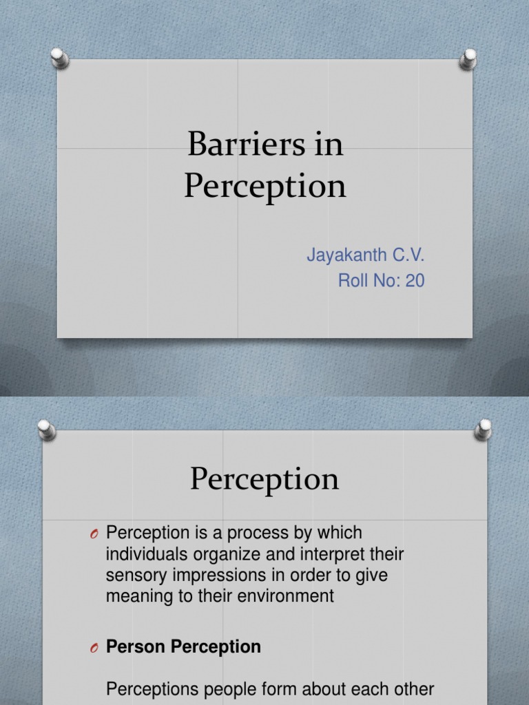 barriers in perception | Stereotypes | Perception