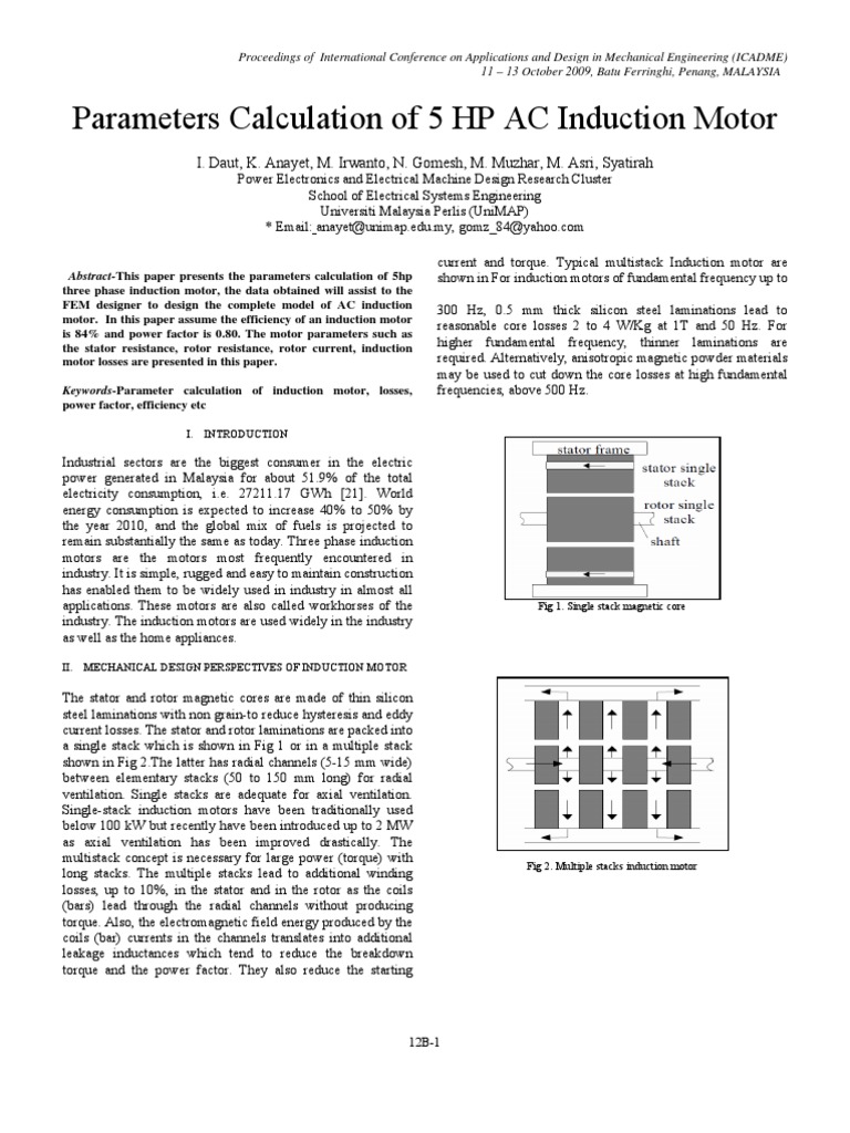 Parameters and losses calculation of 5HP induction motor | PDF ...