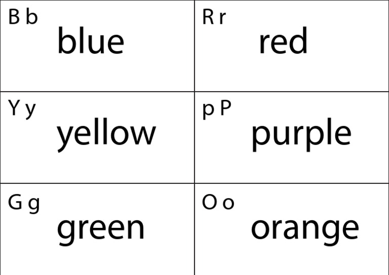 Learning English Cards: Colors | PDF