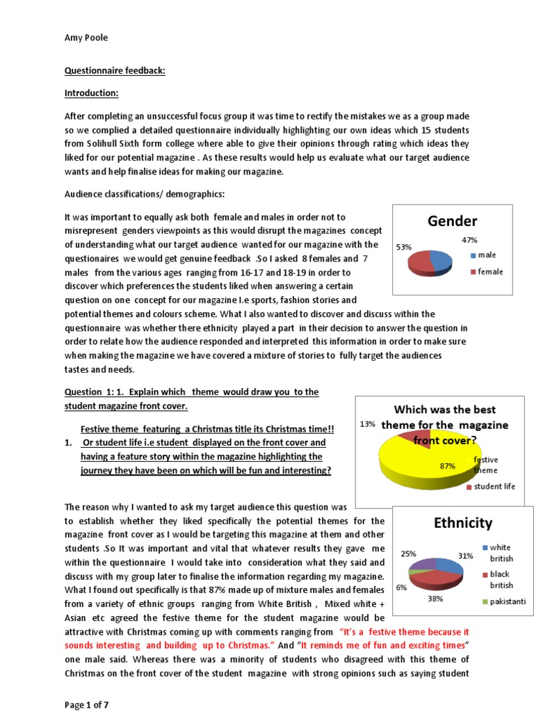 Questionnaire Feedback | PDF | Target Audience | Questionnaire