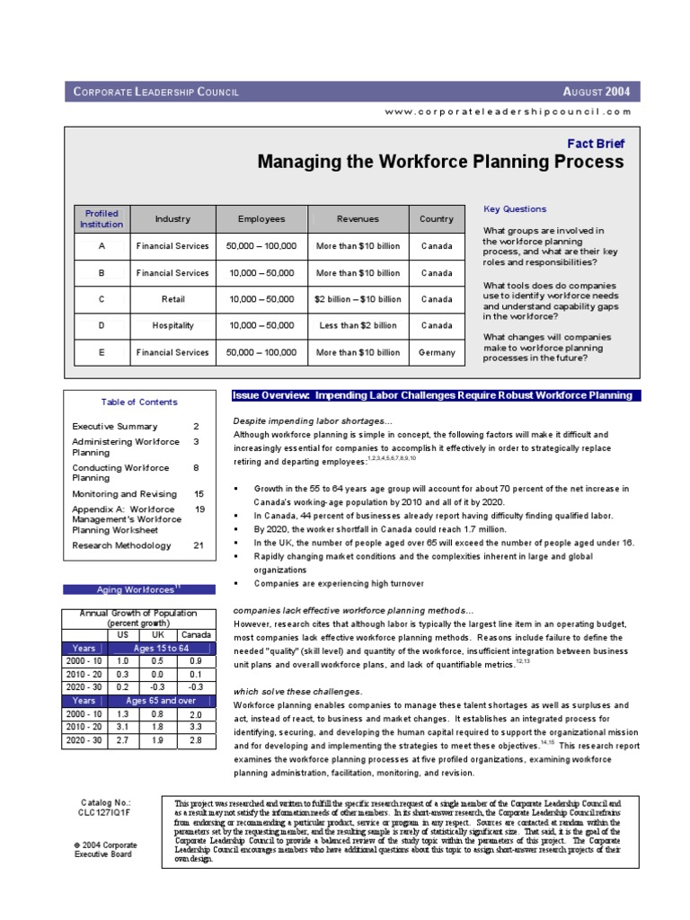 Manpower Planning Study From CLC | PDF | Turnover (Employment) | Employment