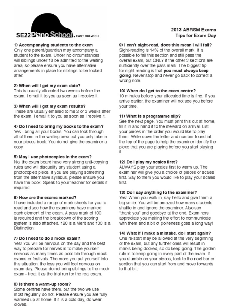 ABRSM Exam Tips | Test (Assessment) | Medicine