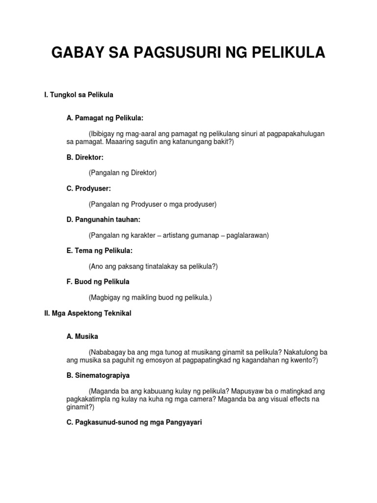 Pagsusuri Ng Pelikula