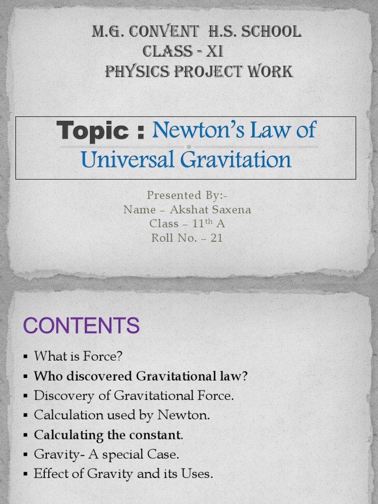 Physics Project | PDF | Newton's Law Of Universal Gravitation | Gravity