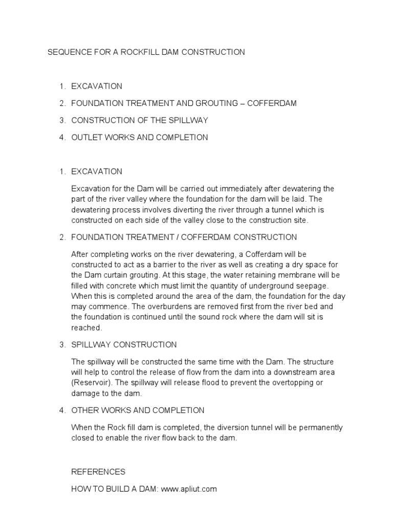 Rockfill Dam Construction Sequence | PDF