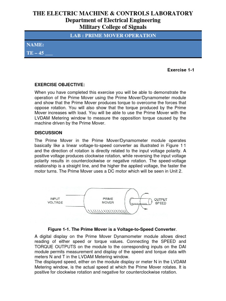 Prime Mover | PDF | Torque | Power Supply
