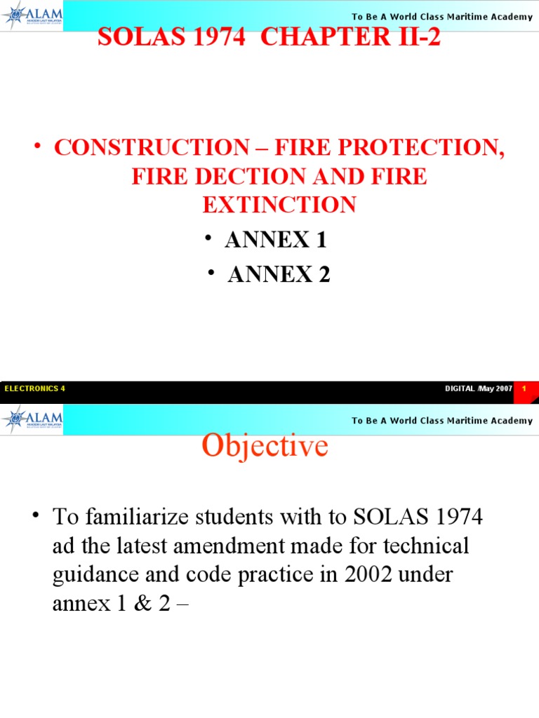 Solas 1974 Chapter Ii-2: - Construction - Fire Protection | PDF | Fire ...