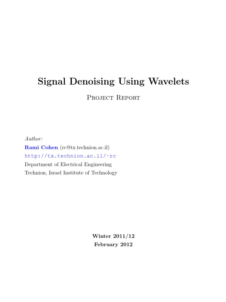 Signal Denoising Using Wavelets | PDF | Wavelet | Telecommunications Engineering