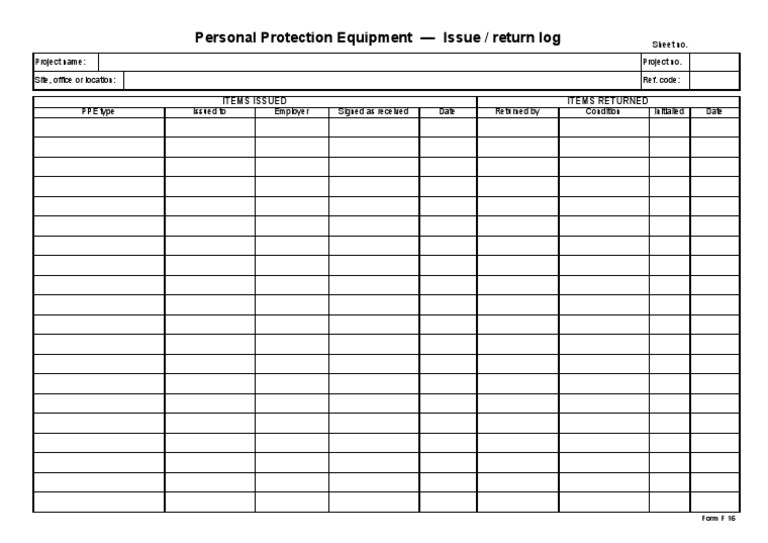 F 16 PPE Issue-return log.doc