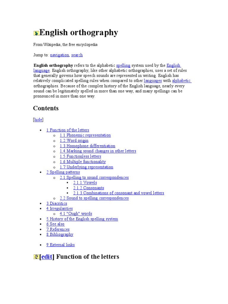 English orthography | Orthography | English Language