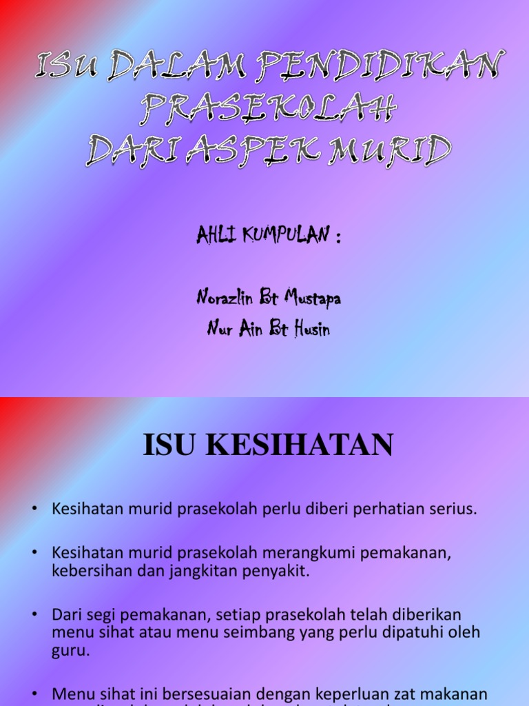 Isu-Isu Dalam Pendidikan Prasekolah Dari Aspek Murid | PDF
