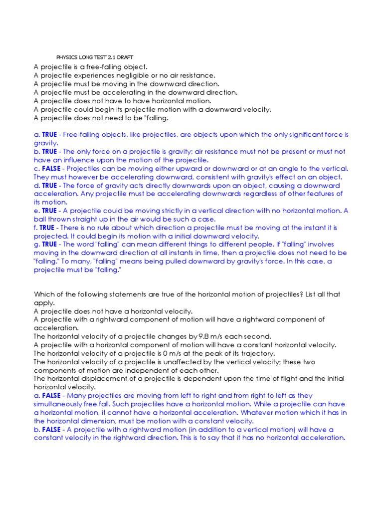 Physics Long Test 1 Draft | PDF | Acceleration | Velocity
