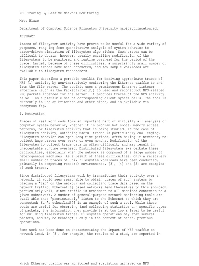 NFS Tracing | PDF | File System | Cache (Computing)