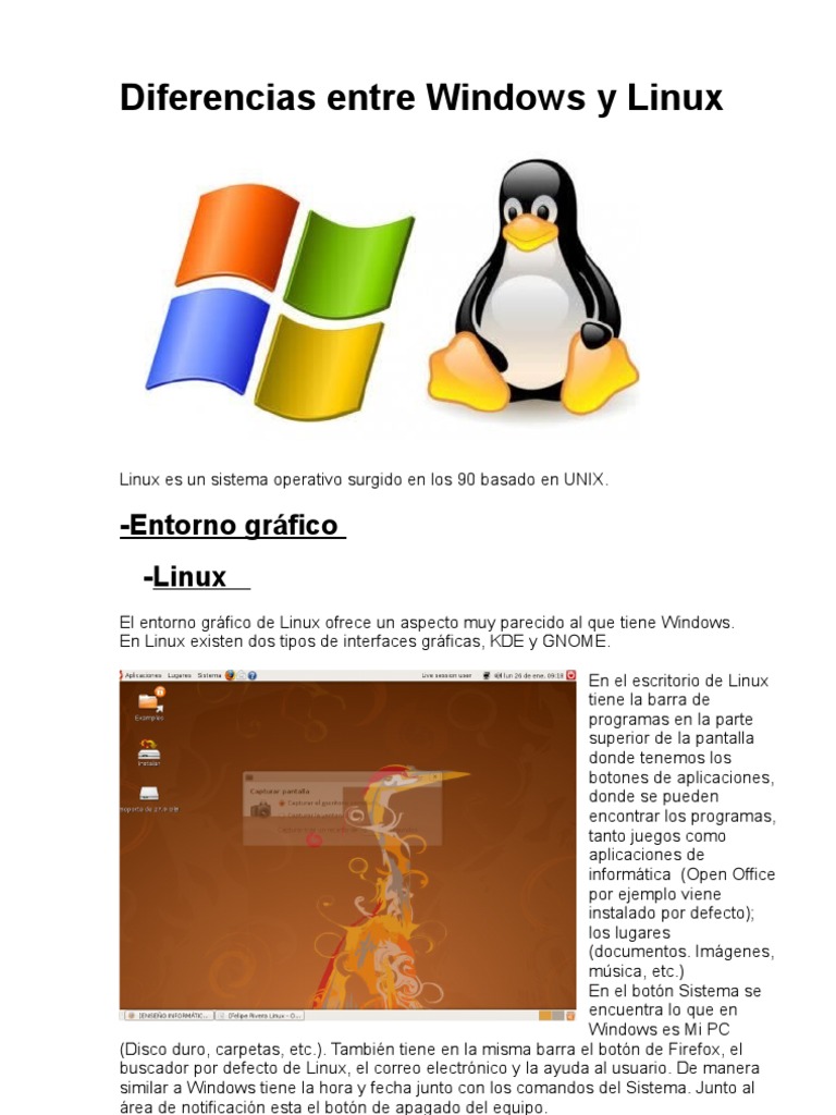 Comparativa: Windows vs Linux | PDF | Entorno de escritorio | Microsoft ...