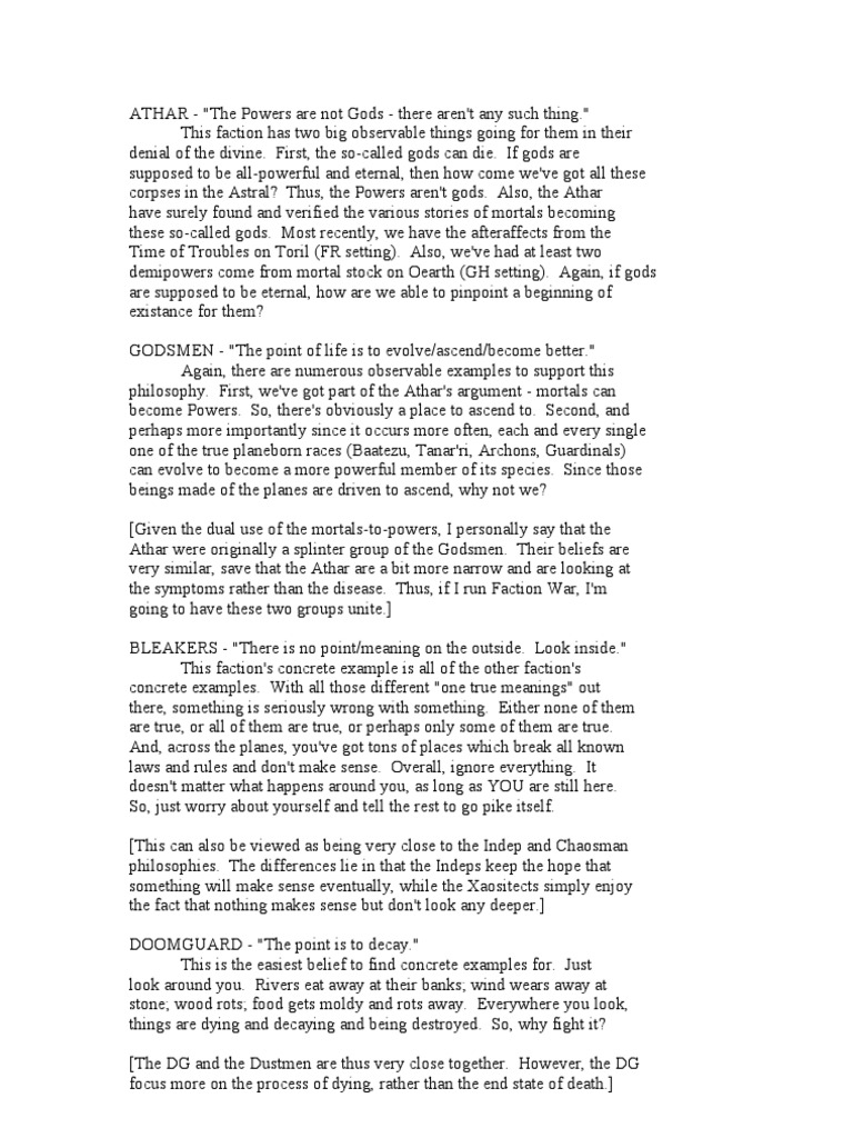 Factions in Planescape | Download Free PDF | Truth | Science