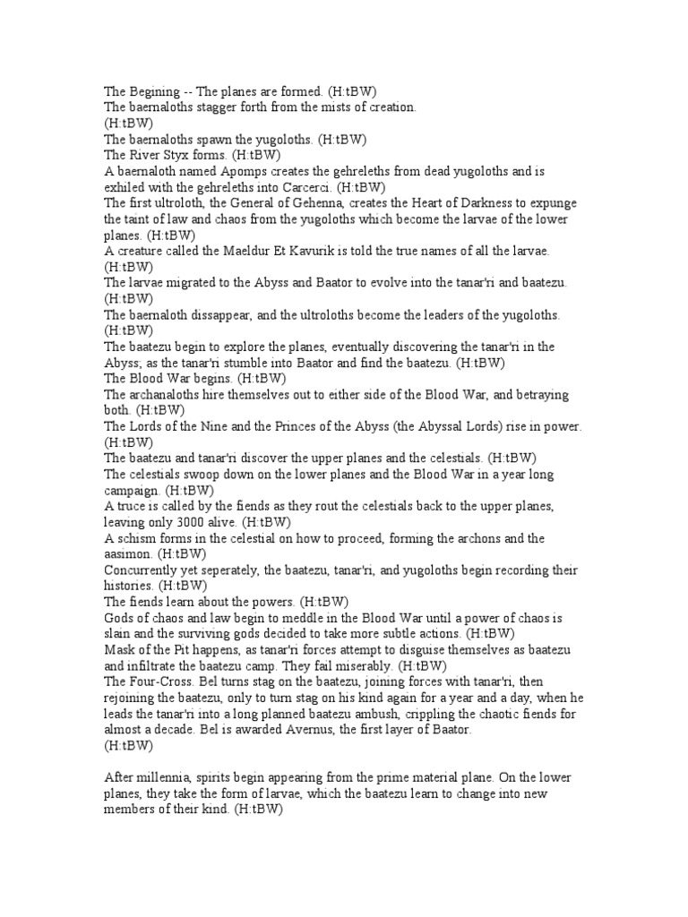 Planescape Timeline | PDF | Tsr (Company) Games | Gary Gygax Games