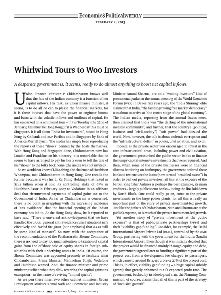 Whirlwind Tours To Woo Investors | PDF | Public–Private Partnership ...