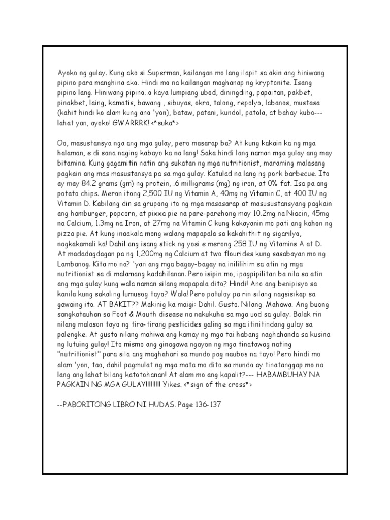 Gulay.. BLACK BOOK: ANG PABORITONG LIBRO NI HUDAS - BOB ONG | PDF
