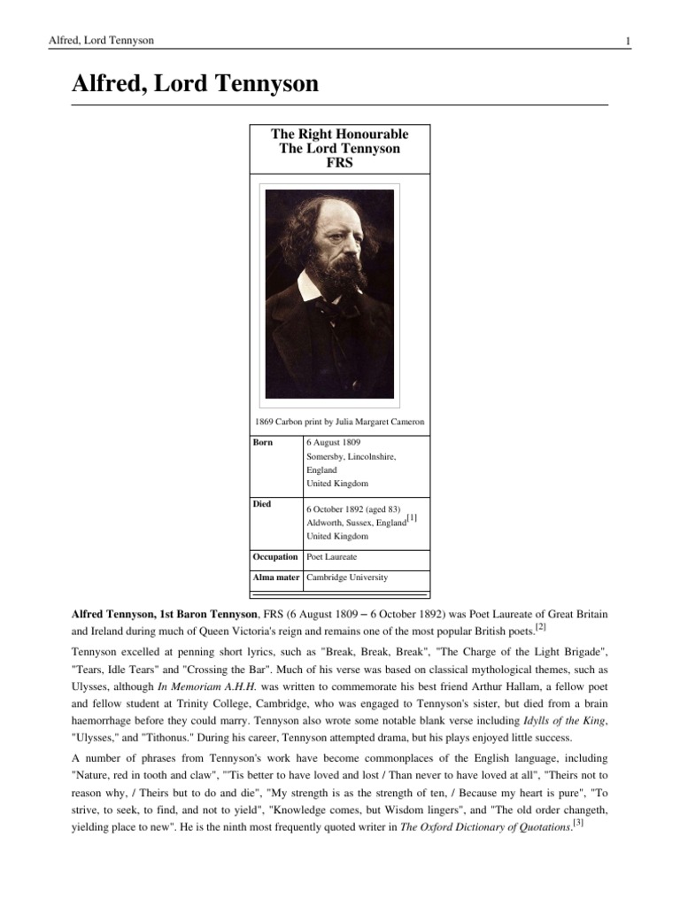 Alfred, Lord Tennyson | PDF | Poetry