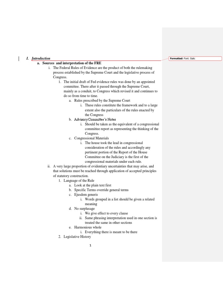Evidence Outline | PDF | Relevance (Law) | Evidence (Law)