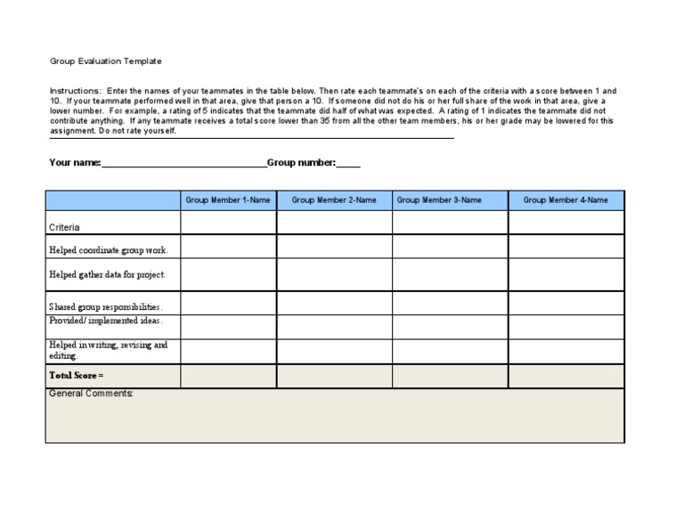 Group Evaluation Template | PDF