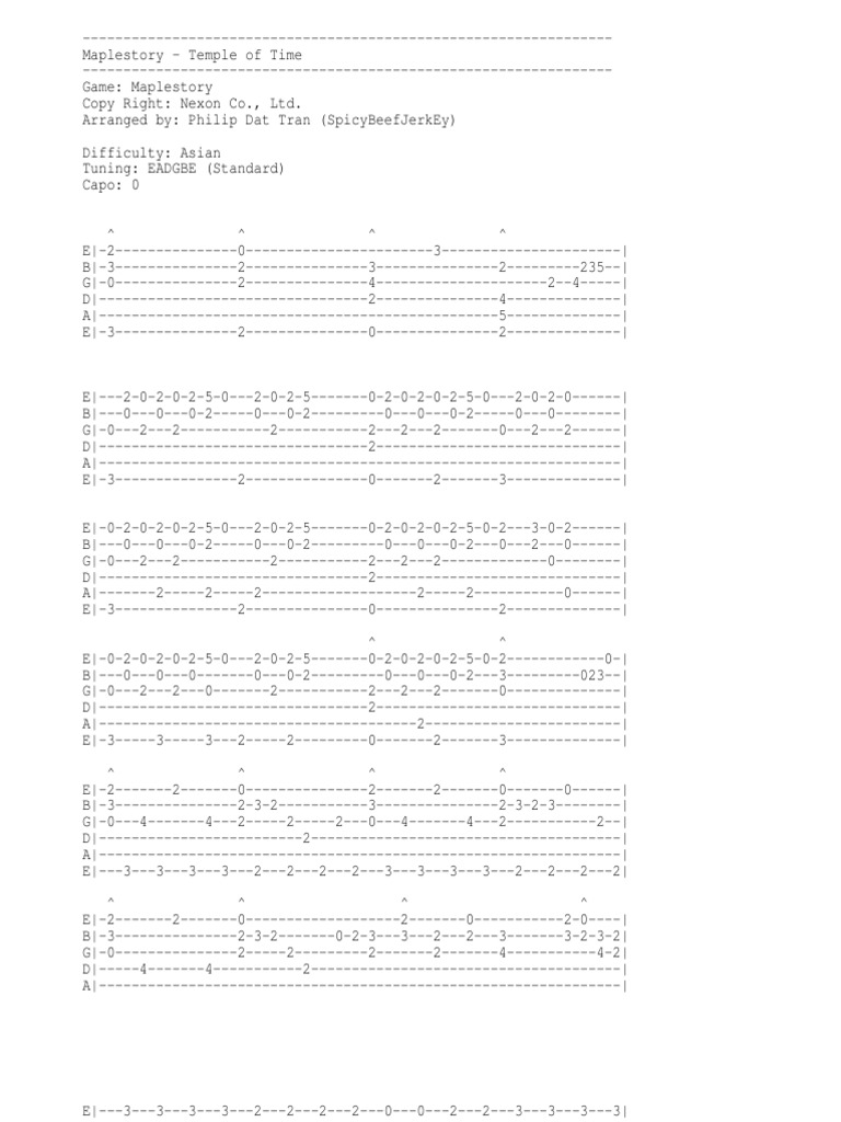 (Maplestory) Temple of Time - Guitar Arrangement | PDF